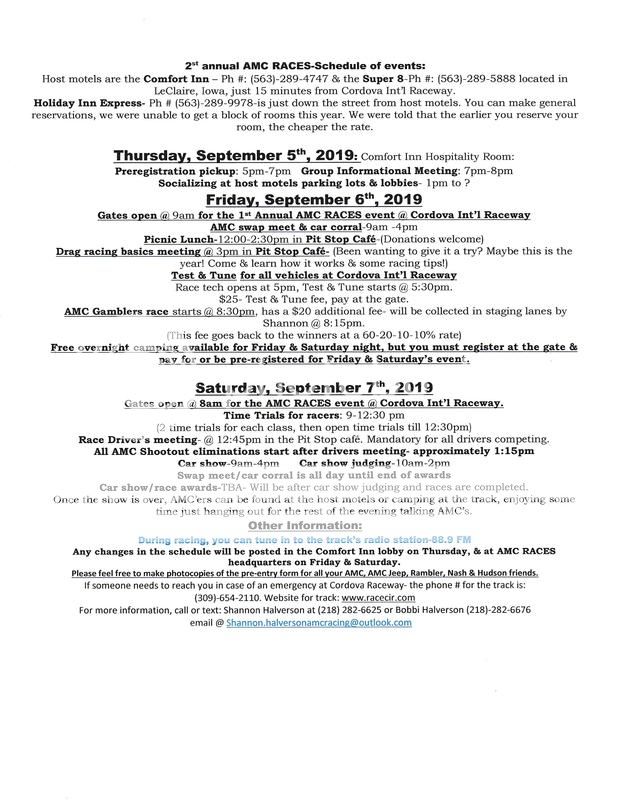 AMC RACES 2019 Cordova,IL - The AMC Forum - Page 1